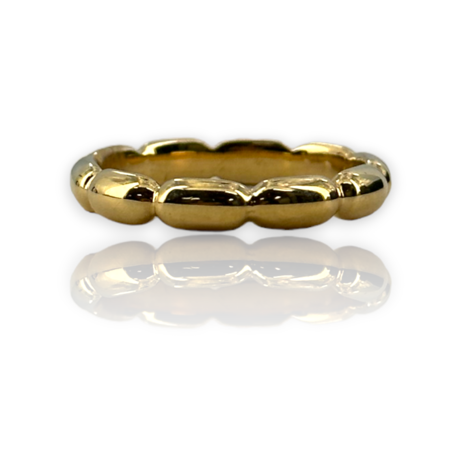 Bubble Style Domed 14k 585 Yellow Gold Stackable Wedding Band Ring Siz ...
