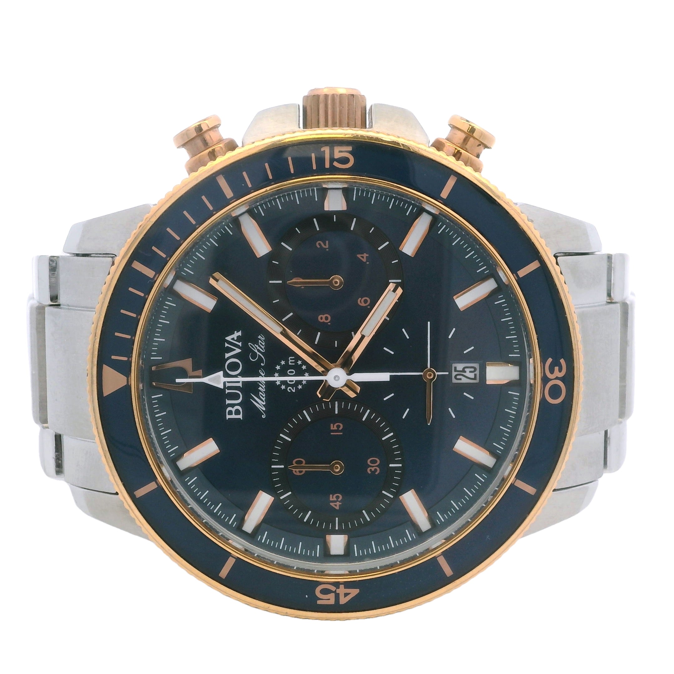Bulova Marine Star Chronograph 98B301 Blue Dial 45mm Steel Watch – GEM ...