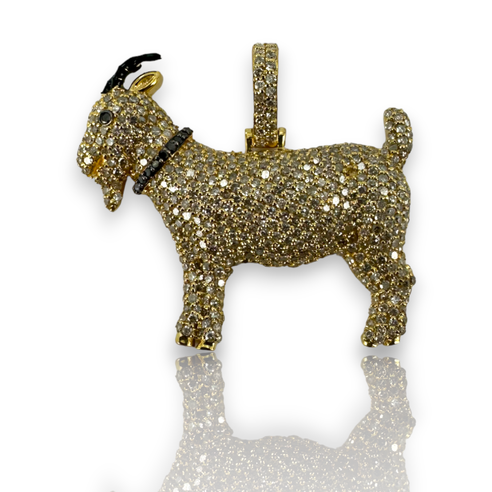 Iced Out GOAT 2.00ctw Diamond Charm Pendant 14k 585 Yellow Gold – GEM ...