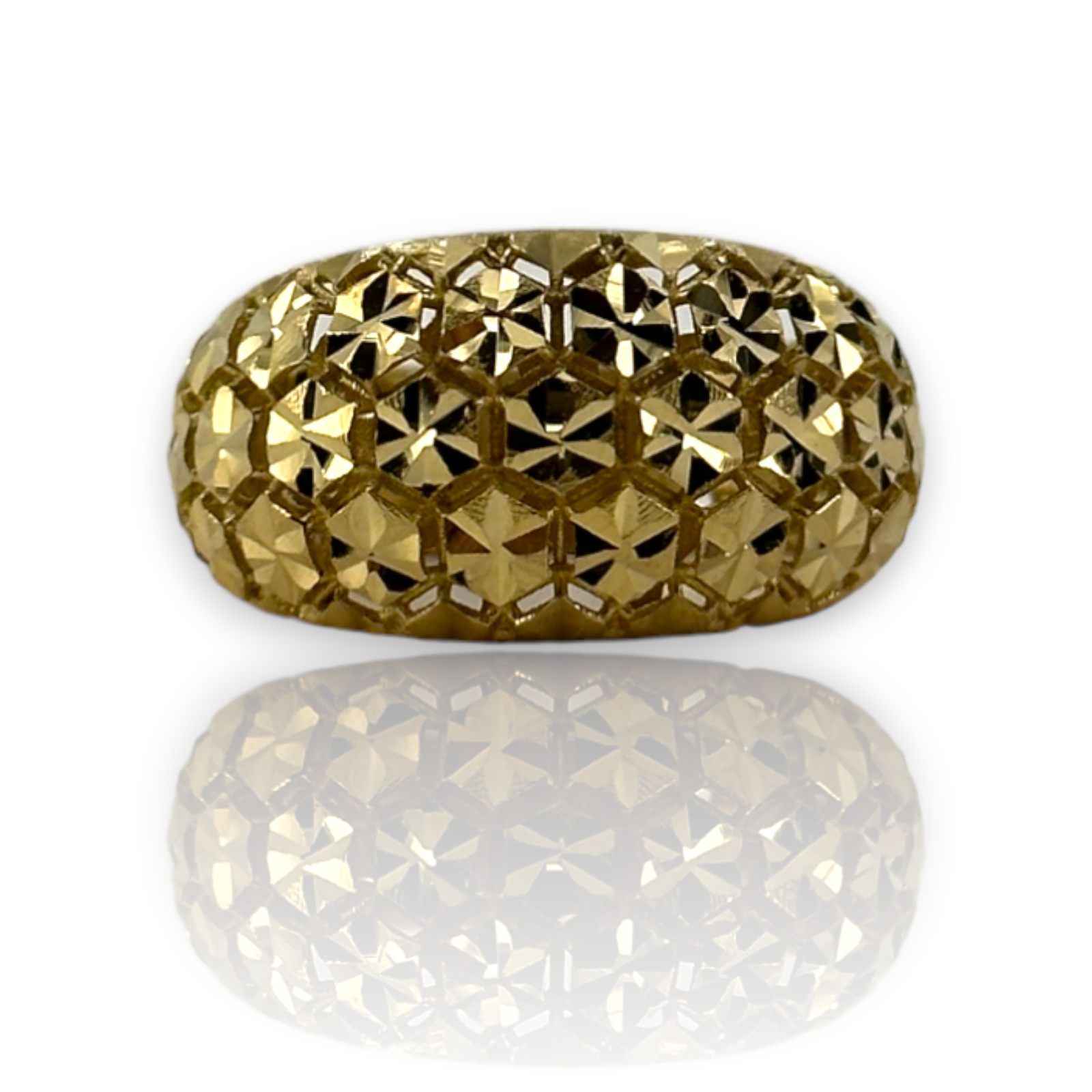 Effy Oro Bead Design Wide Band Statement Ring 14k 585 Yellow Gold Sz 7 ...
