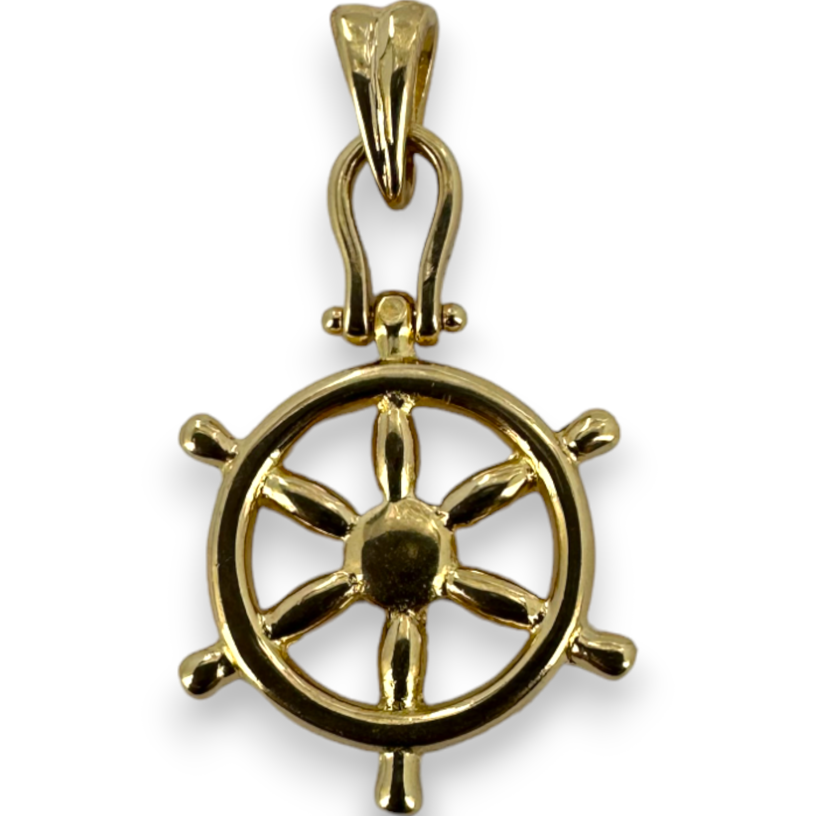Captain's Ships Wheel Helm 18KT 750 Yellow Gold Boating Charm Pendant ...