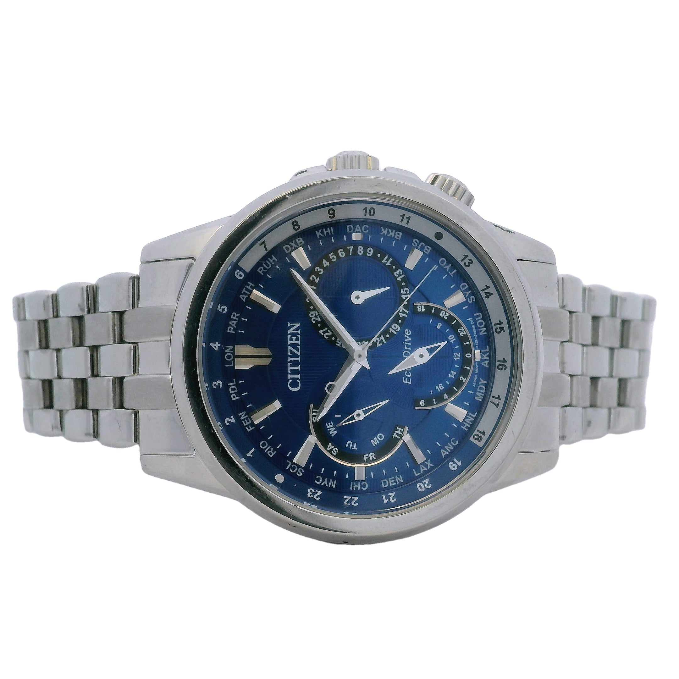 Citizen Eco-Drive 8729-R005791 44mm Calendrier Steel Blue Dial Watch ...