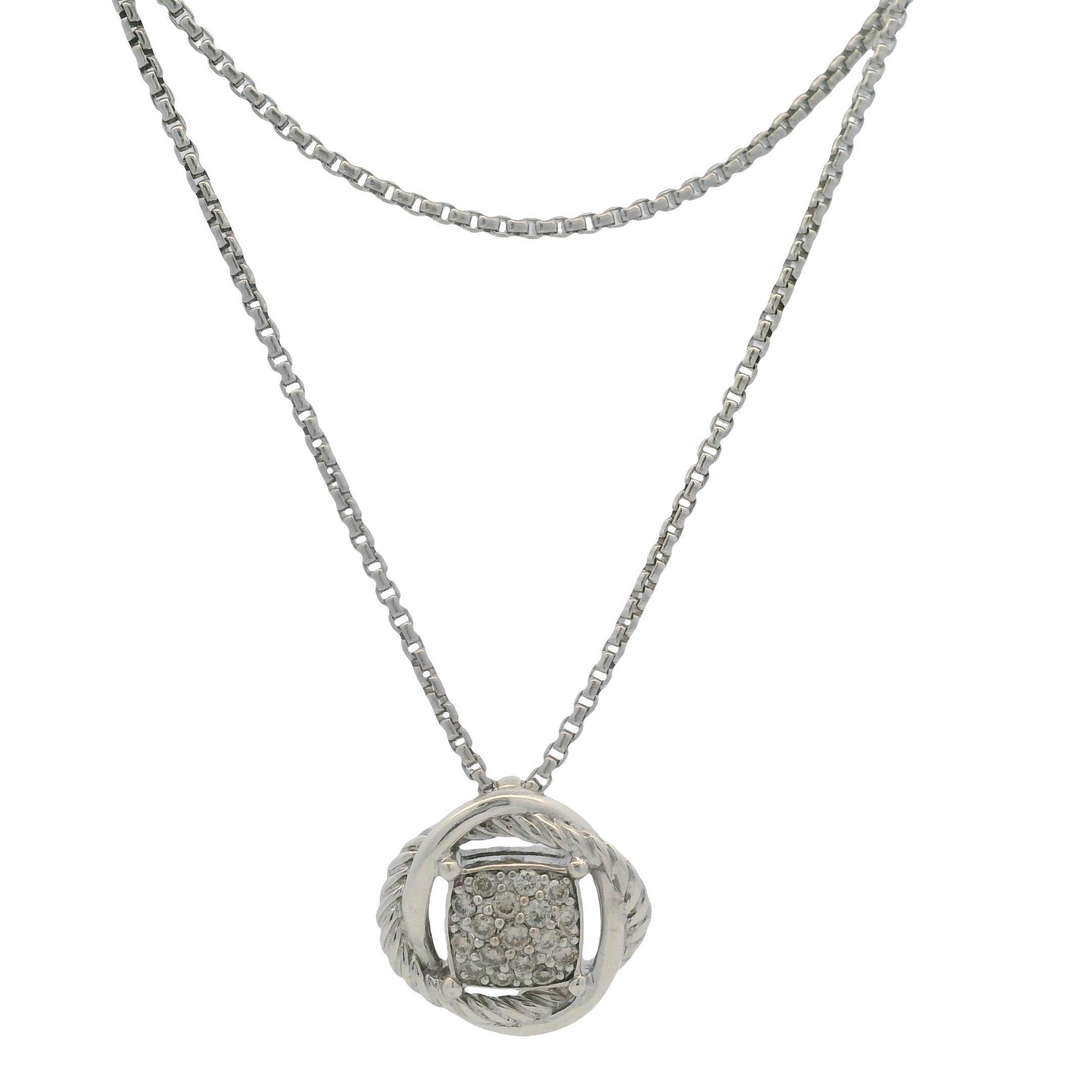 David Yurman Solid 925 Sterling Silver and Diamond Infinity Knot Clust ...