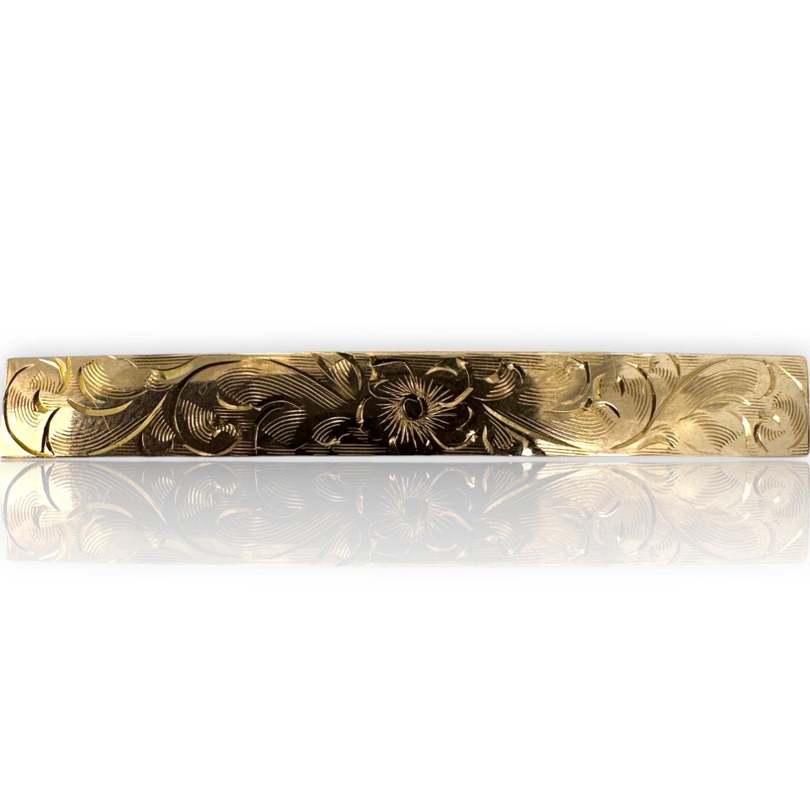Victorian Antique 10kt Solid Gold Floral Motif Hand Chased Bar Pin Bro ...
