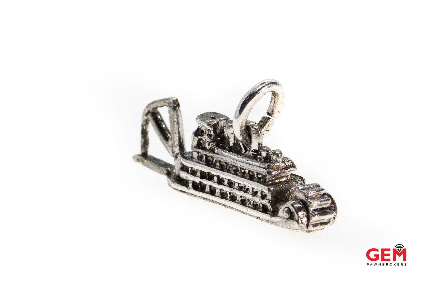 LeStage Paddle Wheel Steam Cruise Ship Charm 925 White River Boat Pend ...
